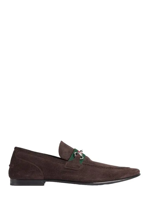 Gucci Suede Horsebit Loafers - Brown