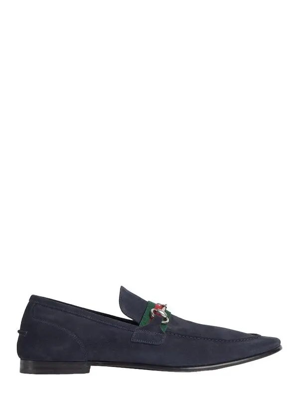 Gucci Suede Loafer With Horsebit Detail - Blue