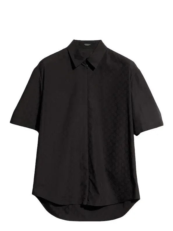 Gucci Gg Cotton Poplin Zip Shirt - Grey