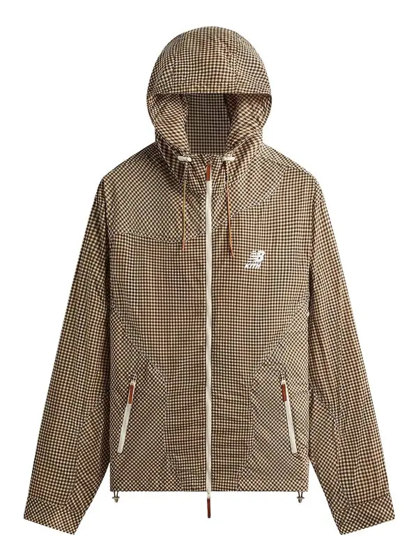 Kith X New Balance Tech Gingham Zip Up Hooded Jacket - Tan