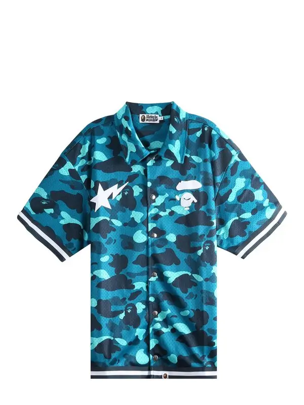 A BATHING APE Color Camo Short Sleeve Shirt - Green