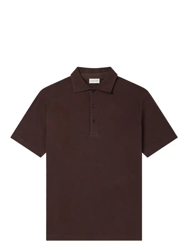 Frescobol Carioca Luca Organic Cotton Piqué Polo Shirt - Brown