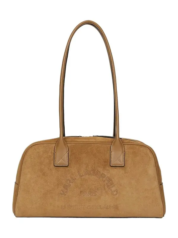 Karl Lagerfeld Suede Bowling Bag - Caramel