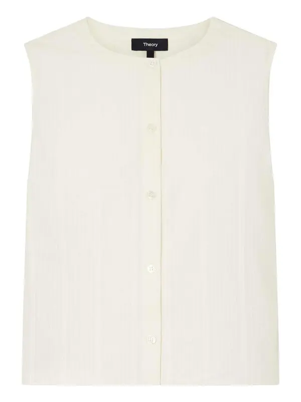 Theory Striped Cotton-voile Tank - Ivory