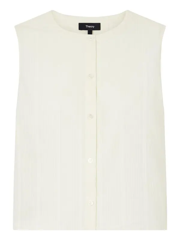 Theory Striped Cotton-voile Tank - Neutrals