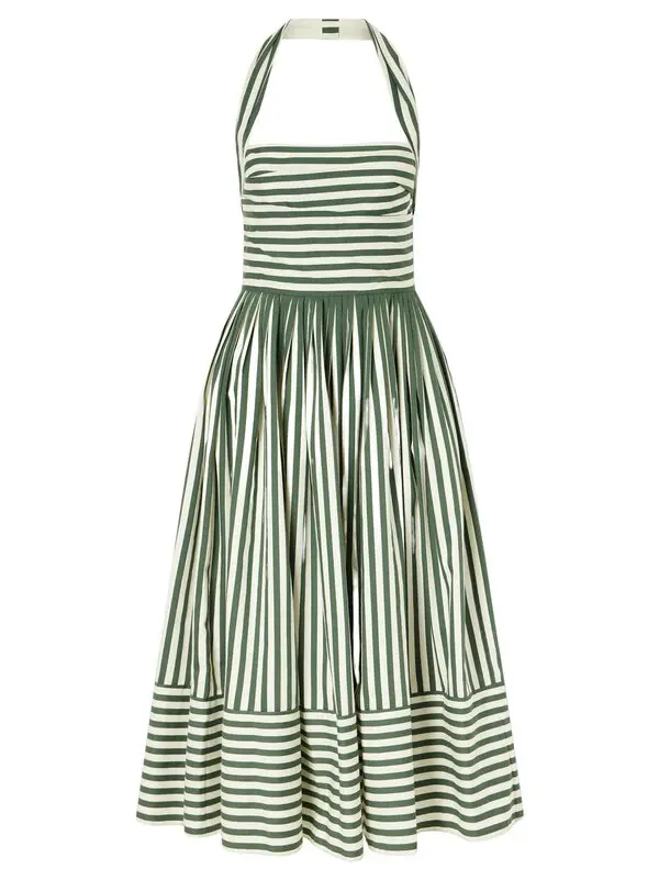 Carolina Herrera Striped Cotton-blend Midi Dress - Green