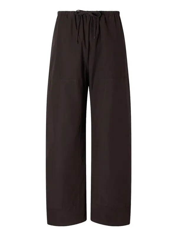 LESET Kyoto Cotton-poplin Wide-leg Pants - Brown
