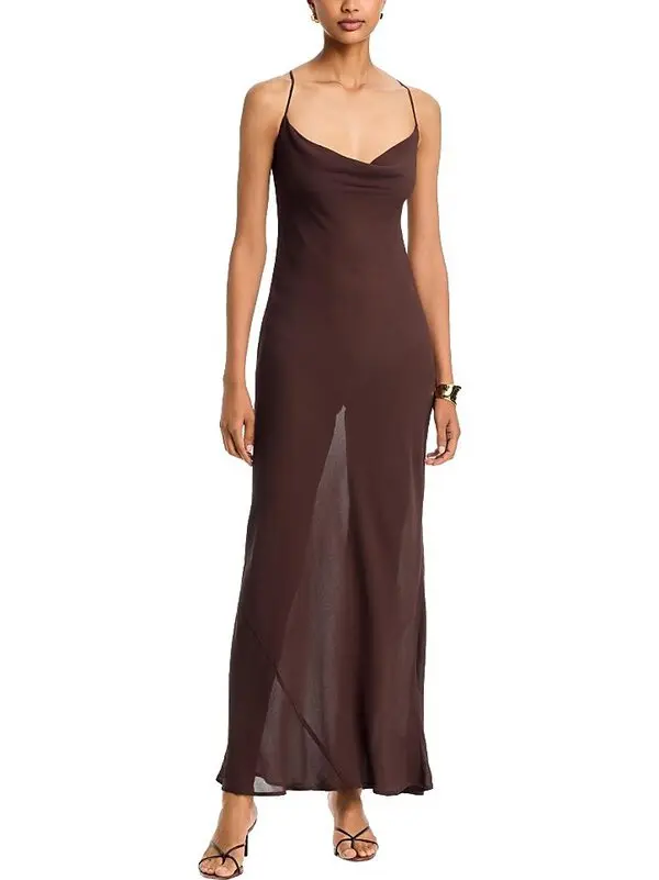 AFRM Cheryl Cowl Neck Maxi Dress - Espresso