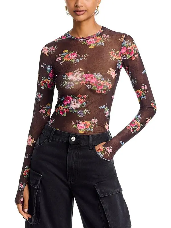 AFRM Kaylee Burnout Velvet Top - Java Snake Floral