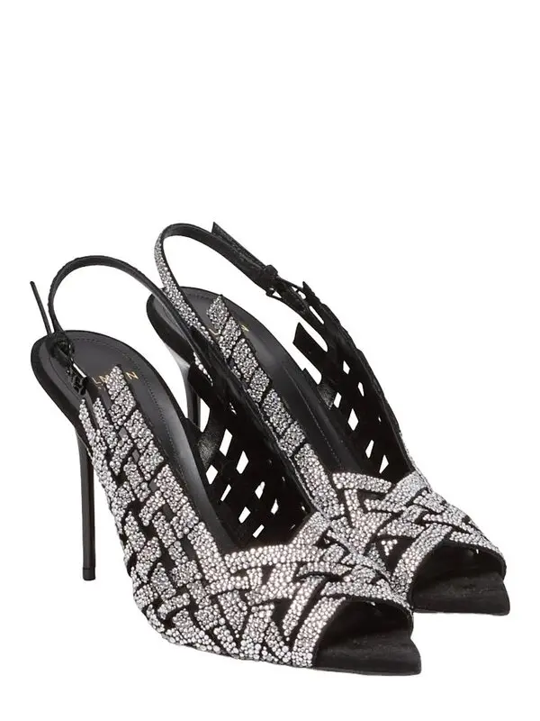 Balmain Braided High Heel Sandals - Silver