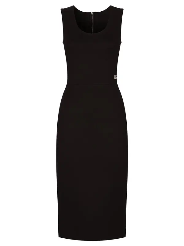Dolce & Gabbana Sleeveless Milano Rib Midi Dress - Black