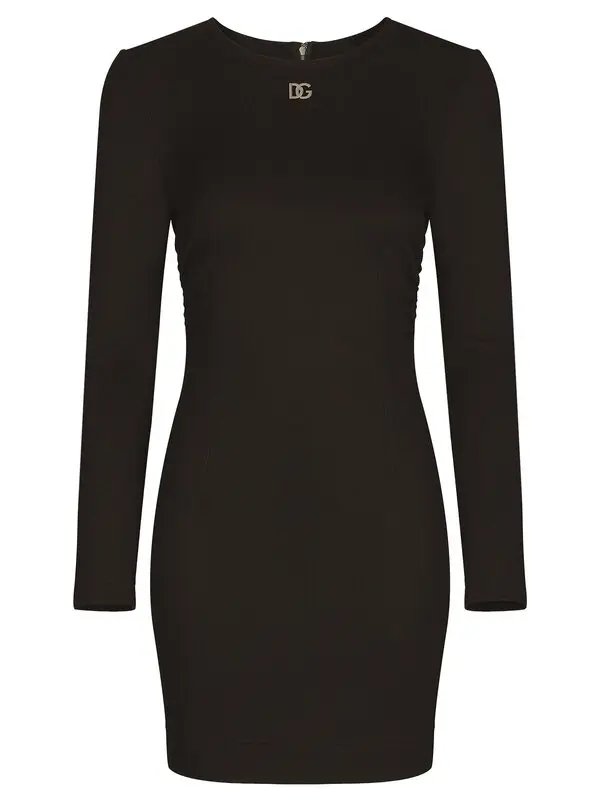 Dolce & Gabbana Milano Rib Dress With Dg Logo - Black