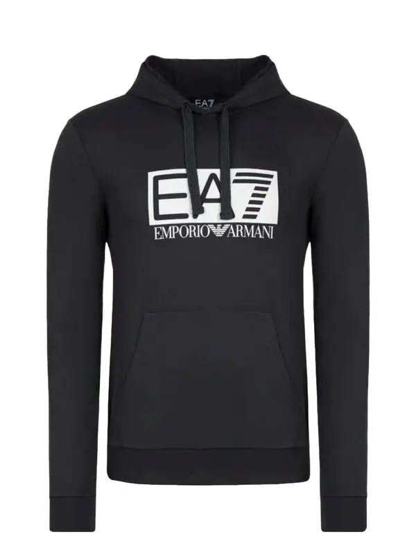 EA7 Logo Print Hoodie - Black