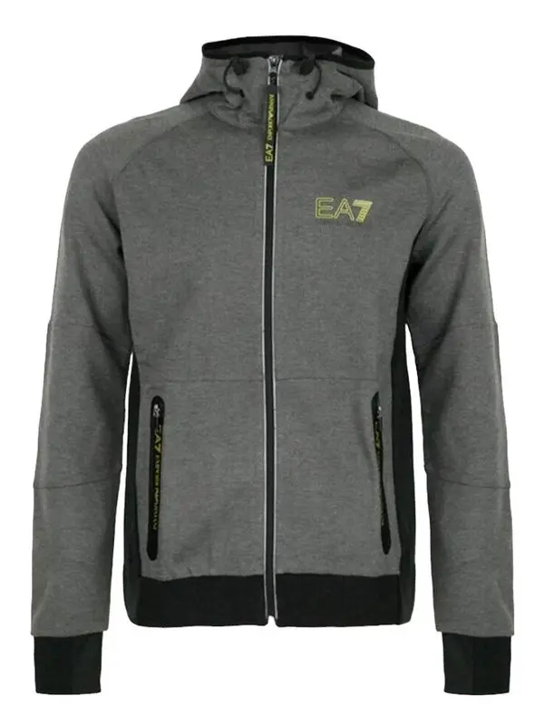Emporio Armani Hooded Zip-up Windbreaker - Black