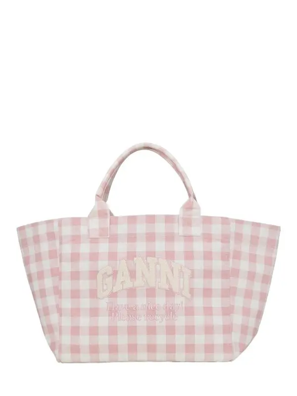 GANNI Xx-large Vichy Checked Tote Bag - Nude