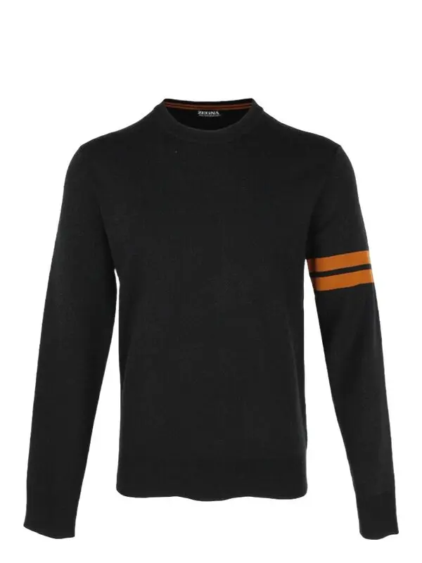 Zegna Long-sleeve Crewneck Jumper With Ribbed Trims - Black
