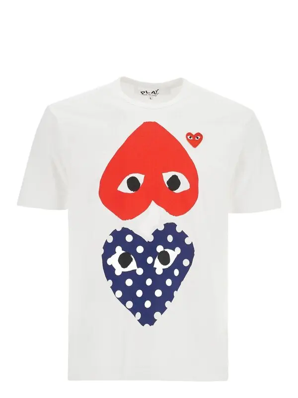Play Comme Des Garcon Heart-print Polka-dot T-shirt - White