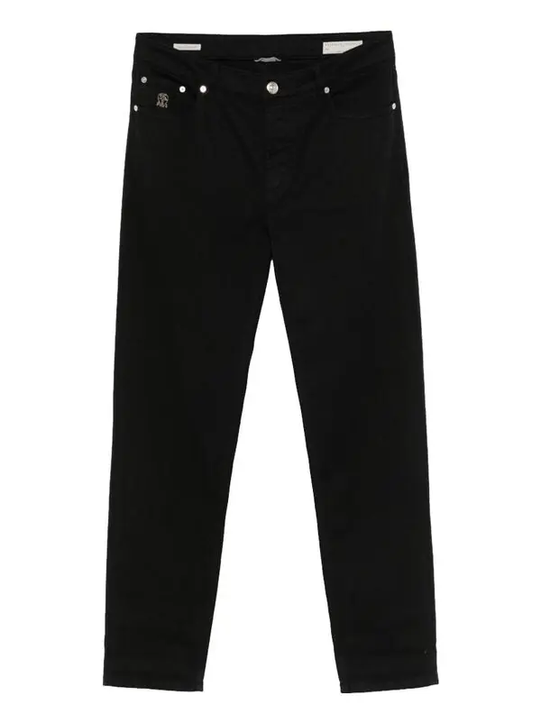 Brunello Cucinelli Logo Patch Straight-leg Jeans - Black