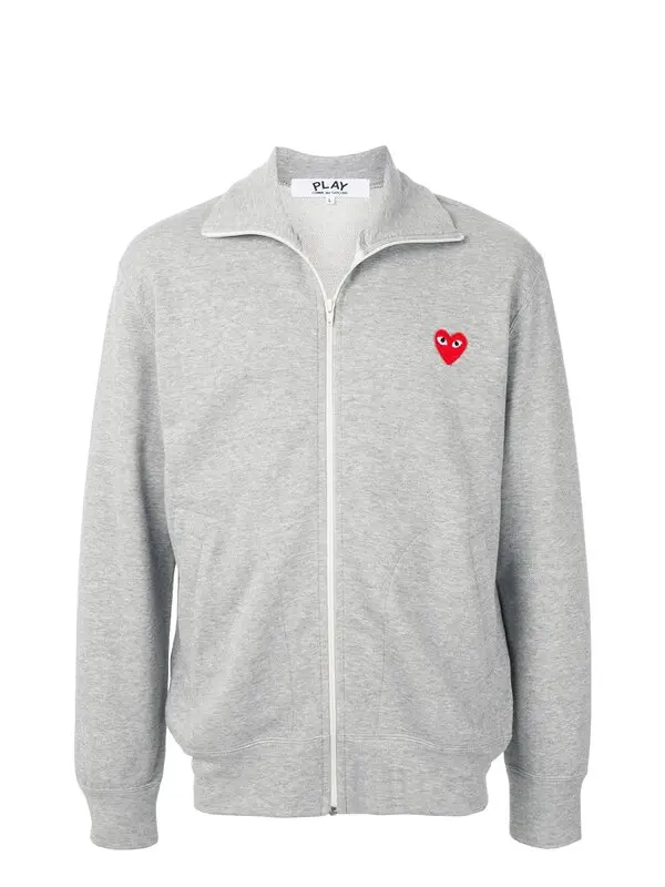 Play Comme Des Garcon Zip-up Hoodie With Rear Logo Print - Gray