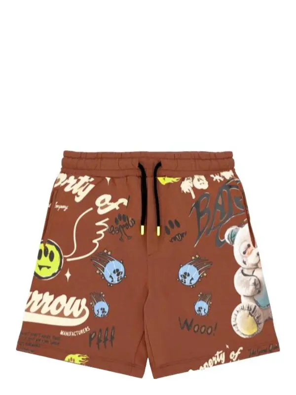 BARROW Print-detail Drawstring Shorts - Brown