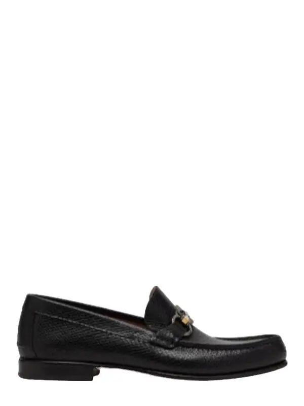 FERRAGAMO Lizard Effect Slip-on Loafers With Horsebit Detail - Black