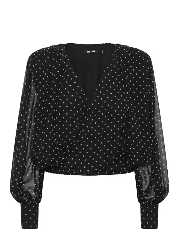 ROTATE BY BIRGER CHRISTENSEN Long-sleeve Polka-dot Blouse - Black