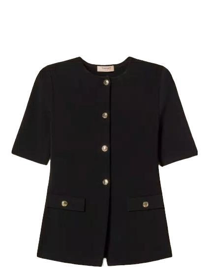 TWINSET Button-up Cardigan With Short Sleeves - Black