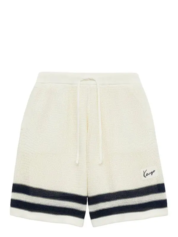 Kenzo Textured Stripe Knit Shorts - Off-white