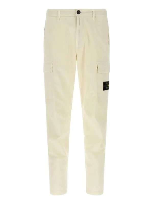 Stone Island Logo Patch Cargo Trousers - Beige