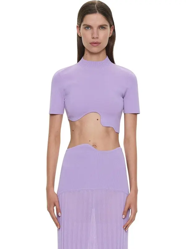 Christopher Esber Maparadita Cropped Knit Top - Purple
