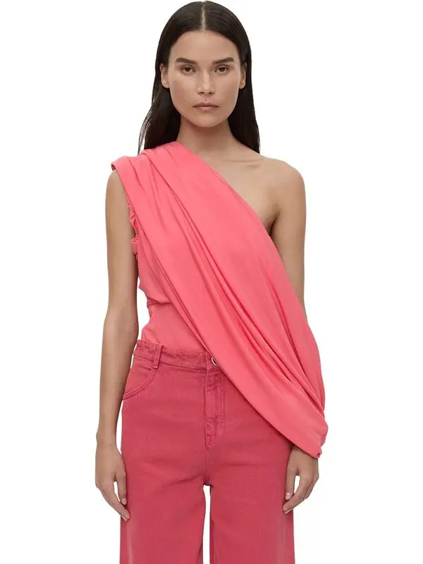 Christopher Esber Aiba Draped Jersey Tee - Pink