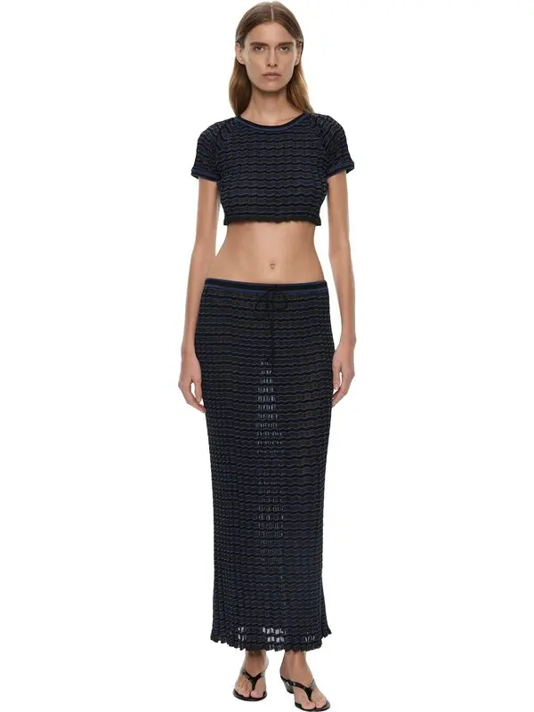 Christopher Esber Verano Stripe Knit Maxi Skirt - Black
