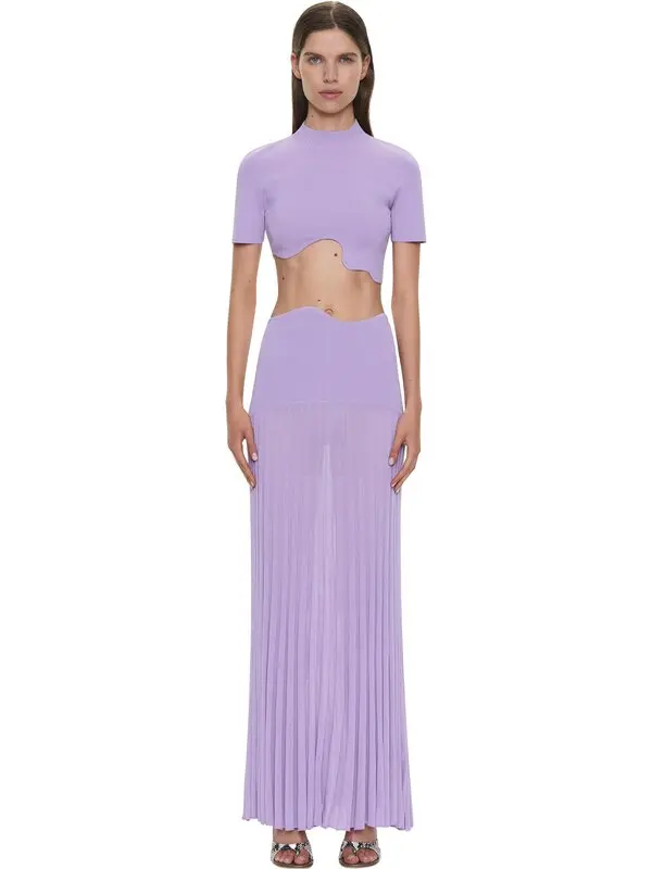 Christopher Esber Maparadita Pleated Knit Skirt - Purple