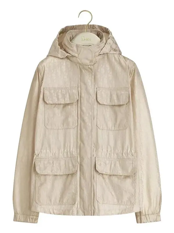 Dior Hooded Safari Jacket With Drawstring Waist - Nude
