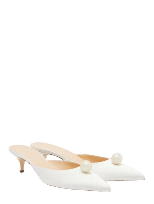 Magda Butrym Faux Pearl Embellished Satin Mules - White