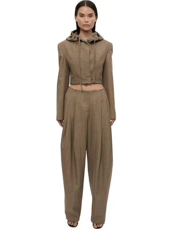 Christopher Esber Plinth Herringbone Cropped Hoodie - Chevron Brown