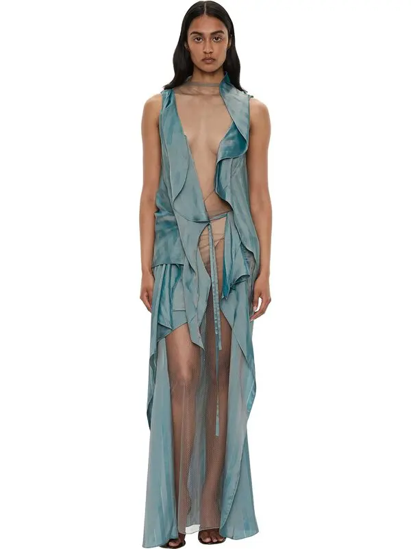 Christopher Esber Kacere Towel Drape Column Skirt - Green