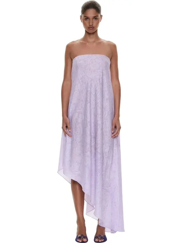 Christopher Esber Light Leak Jacquard Cascade Strapless Maxi Dress - Purple