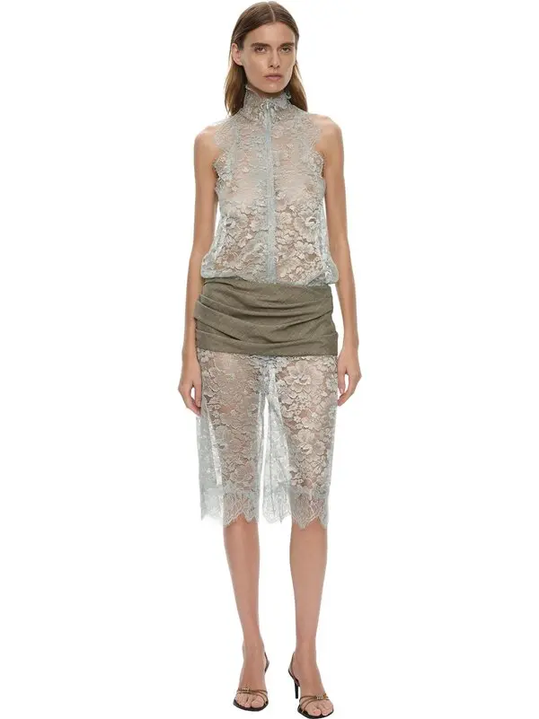 Christopher Esber Moonlit Patina Lace Cummerbund Shorts - Silver