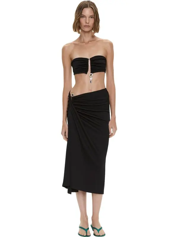 Christopher Esber Droplet Crystal Clasp Cascade Skirt - Black