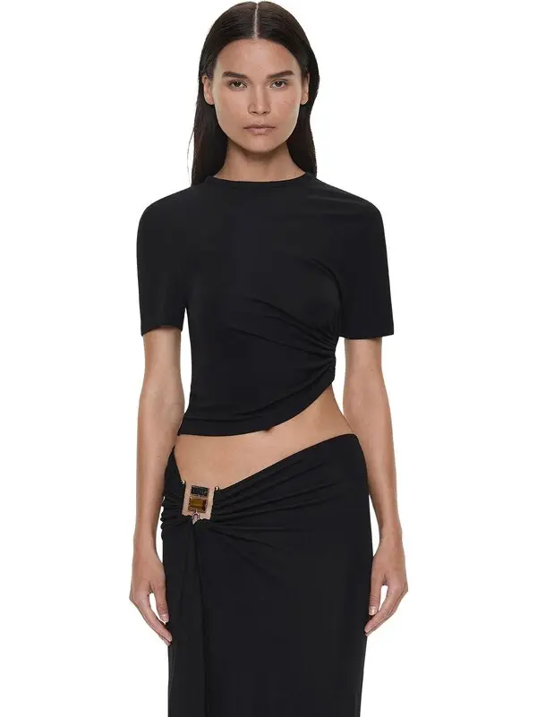 Christopher Esber Bezel Quartz Ruched Tee - Black