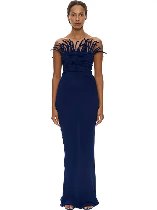 Christopher Esber Aira Corded Silk Maxi Dress - Blue