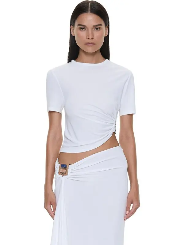 Christopher Esber Bezel Quartz Ruched Tee - White
