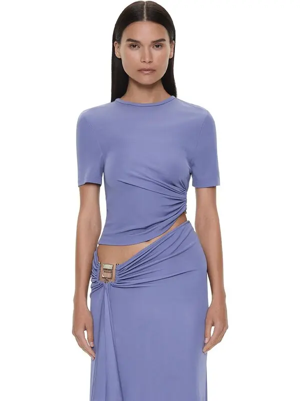 Christopher Esber Bezel Quartz Ruched Tee - Purple