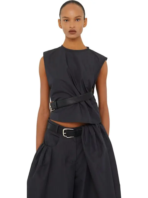Christopher Esber Locus Belted Taffeta Tank - Grey