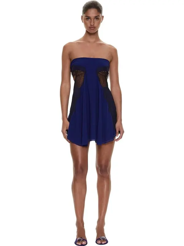 Christopher Esber Aira Strapless Lace Mini Dress - Black