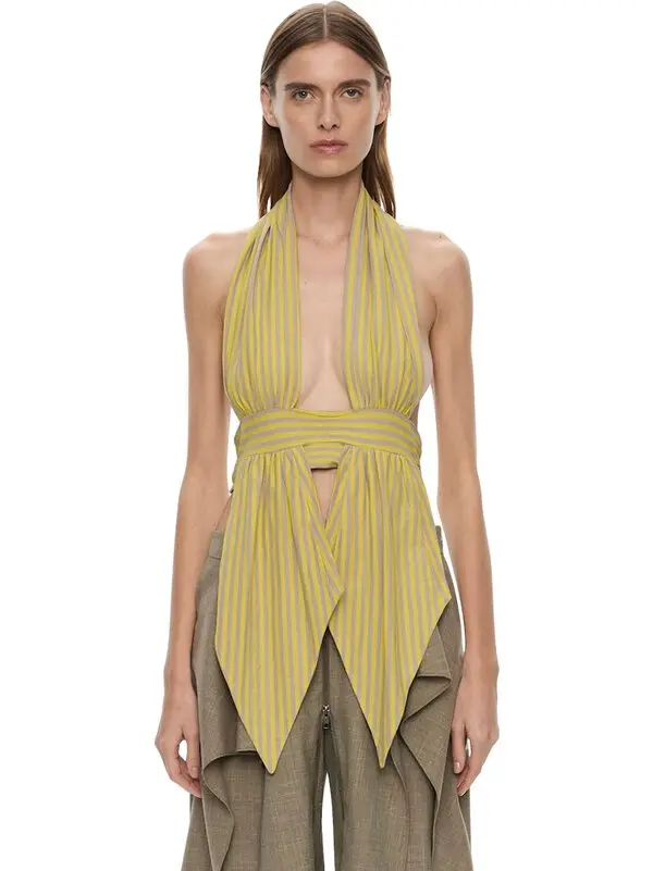 Christopher Esber Scarf Draped Halter Top - Yellow