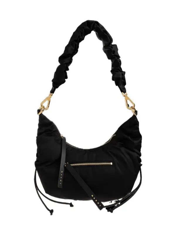 Marni Zippered Shoulder Bag With Gold Tone Hardware - Black