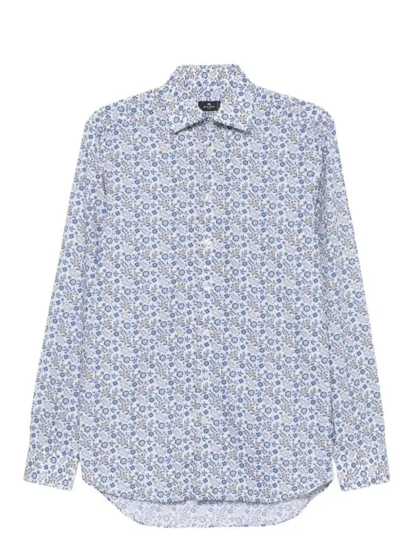 Etro Floral-print Long-sleeve Shirt - Blue