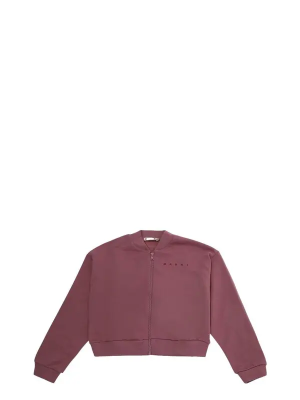 Marni Long-sleeve Zip-up Sweatshirt With Embroidered Logo - Red